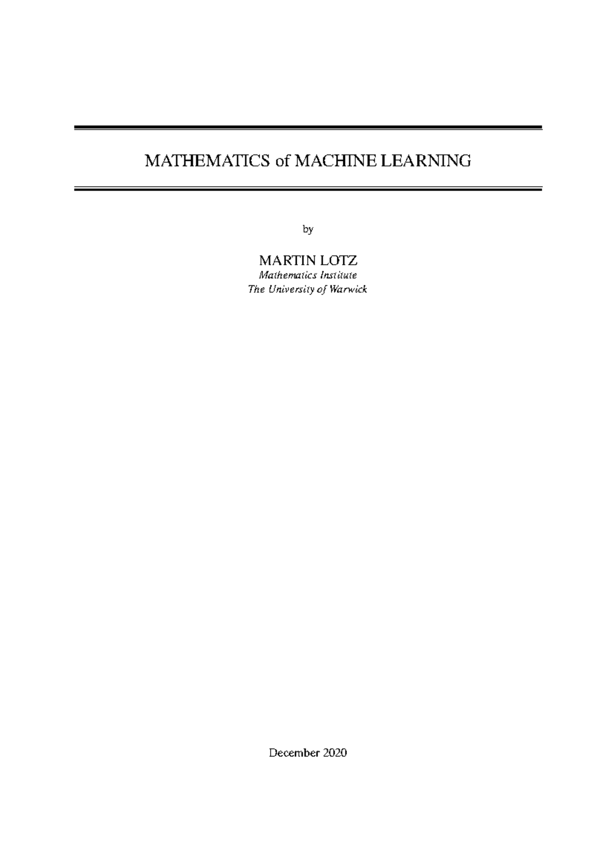 Mathematics of Machine Learning (MML) - Comprehensive Module Notes ...