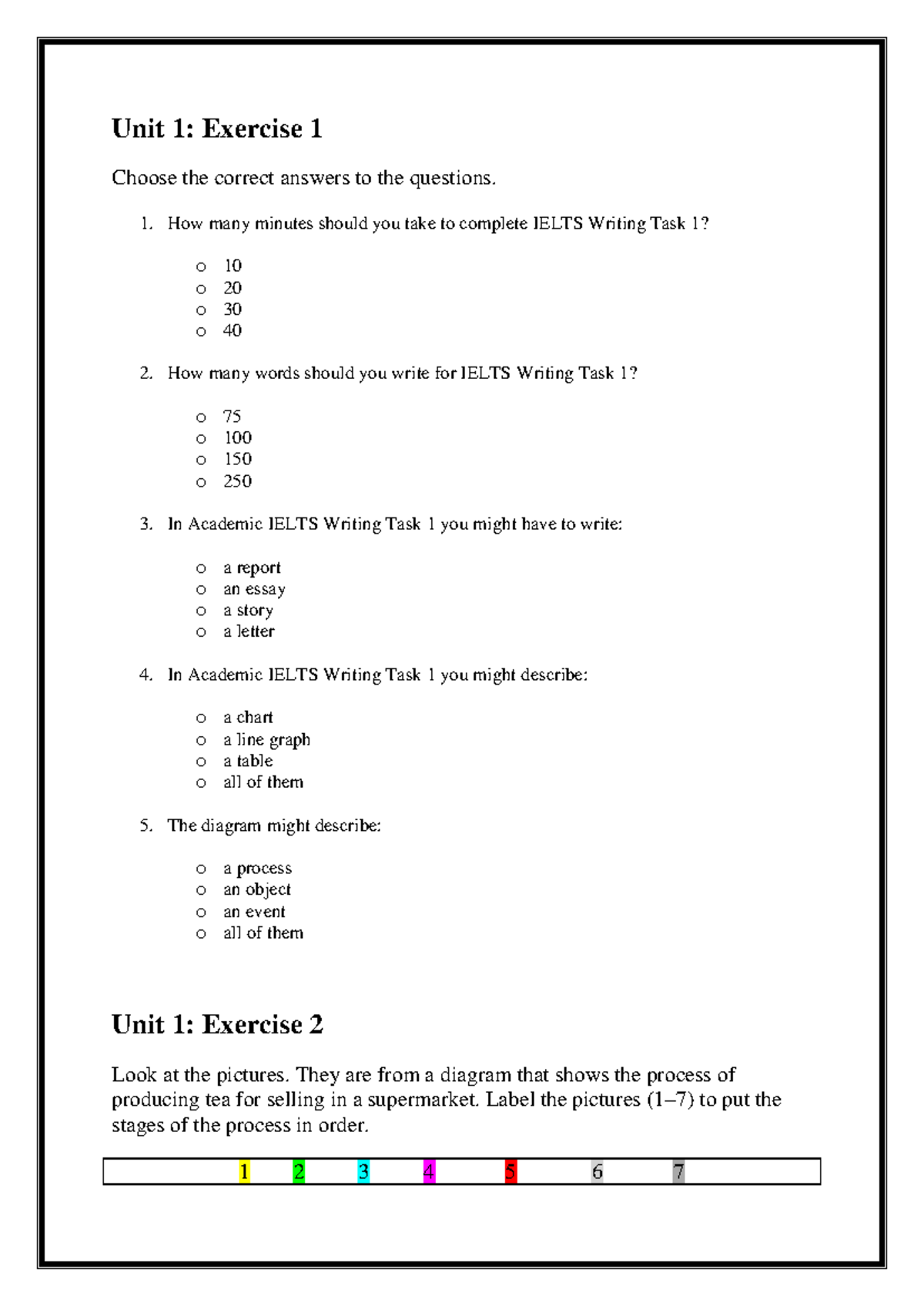 Unit 1 - Writing - tài liệu ôn writting - Unit 1: Exercise 1 Choose the ...