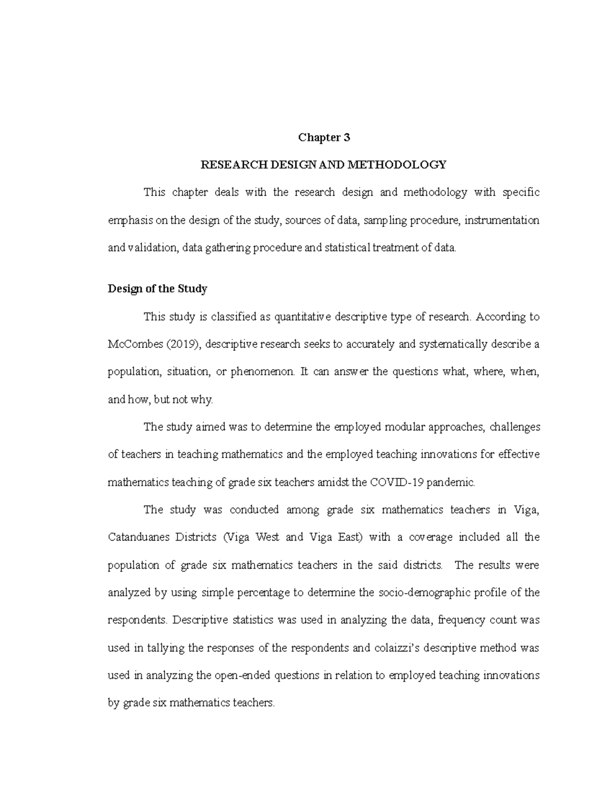 Chapter 3 - Research Design & Methodology for Undergraduate Thesis ...