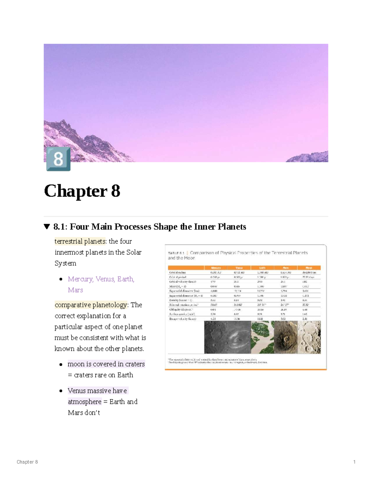 Geological Processes and Planetary Evolution: Chapter 8 Overview - Studocu