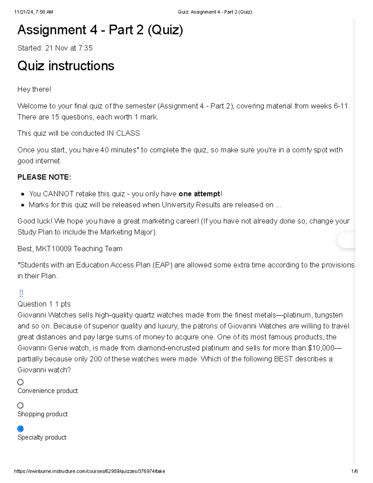 Quiz Assignment 4 - Part 2 (Quiz) - Assignment 4 - Part 2 (Quiz ...