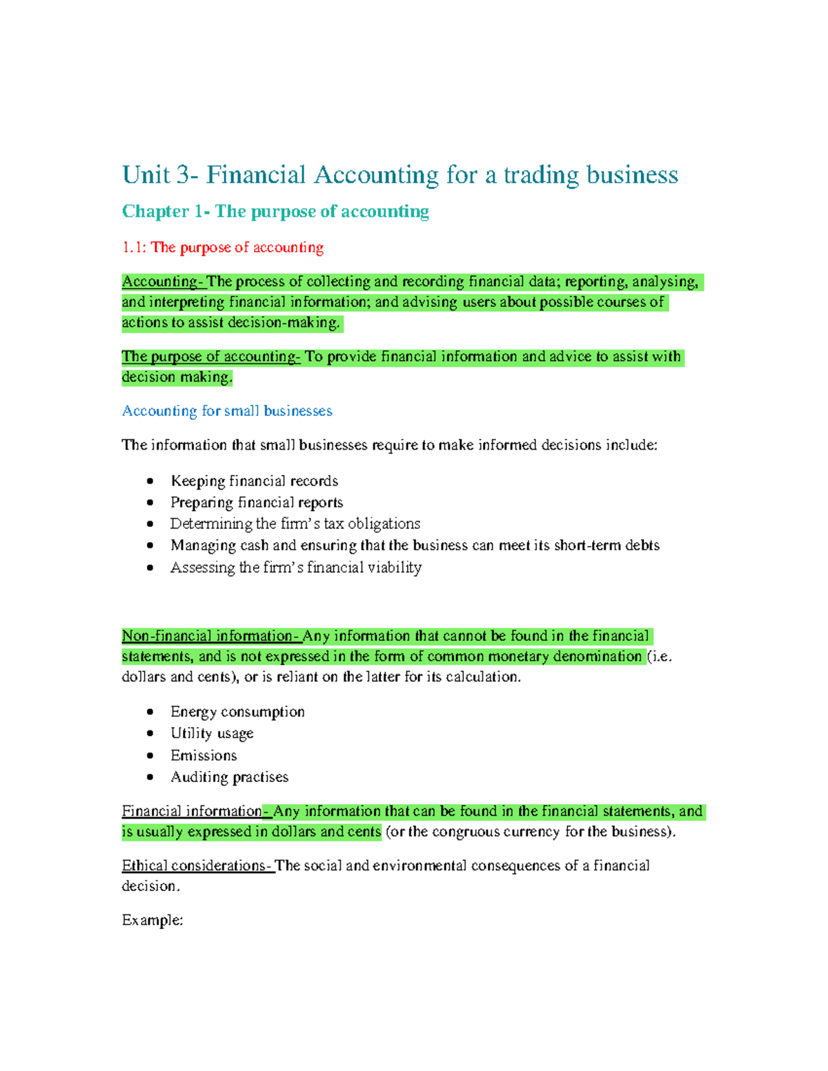 Accounting VCE Notes: Understanding Financial Accounting Principles ...