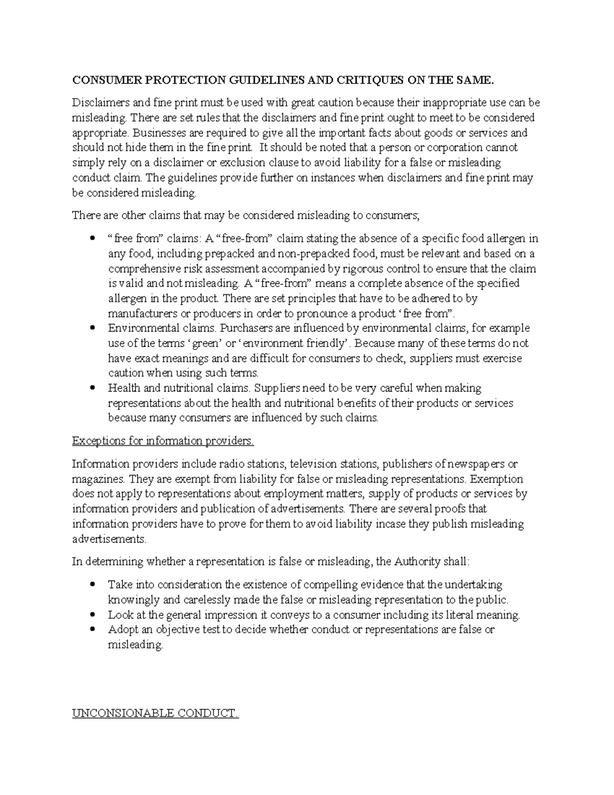 Consumer Protection Guidelines & Critiques (CPG 101) - Studocu