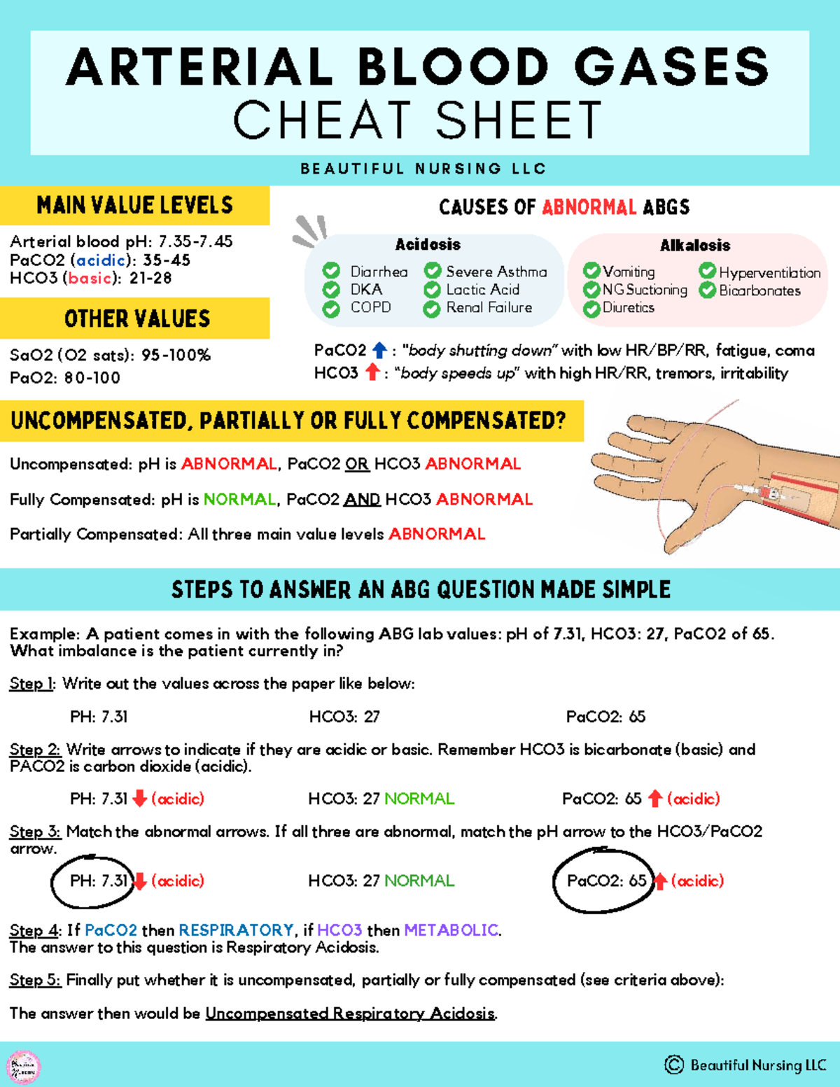 ABG CHEAT SHEET: UNDERSTANDING ARTERIAL BLOOD GASES FOR NURSING - Studocu
