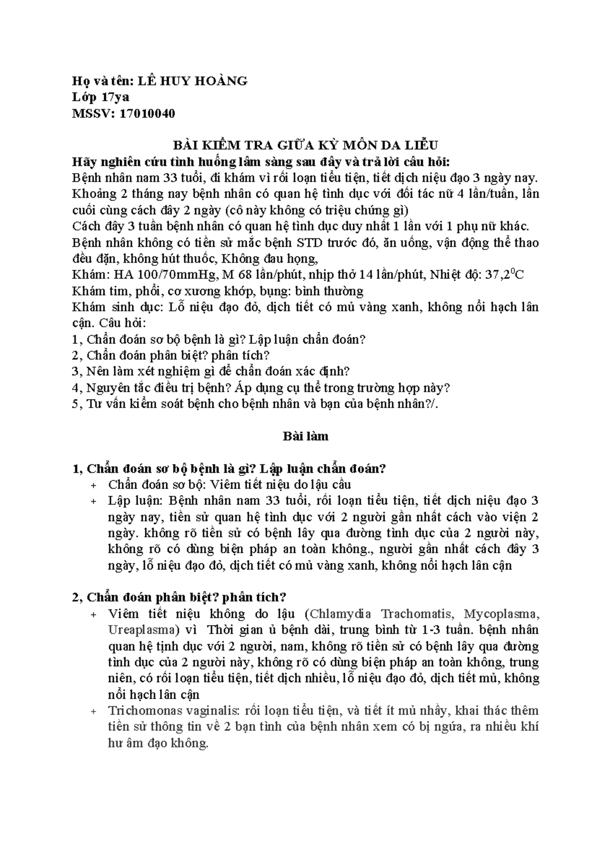 35-Lê Huy Hoàng-17ya - Họ và tên: LÊ HUY HOÀNG Lớp 17ya MSSV: 17010040 ...