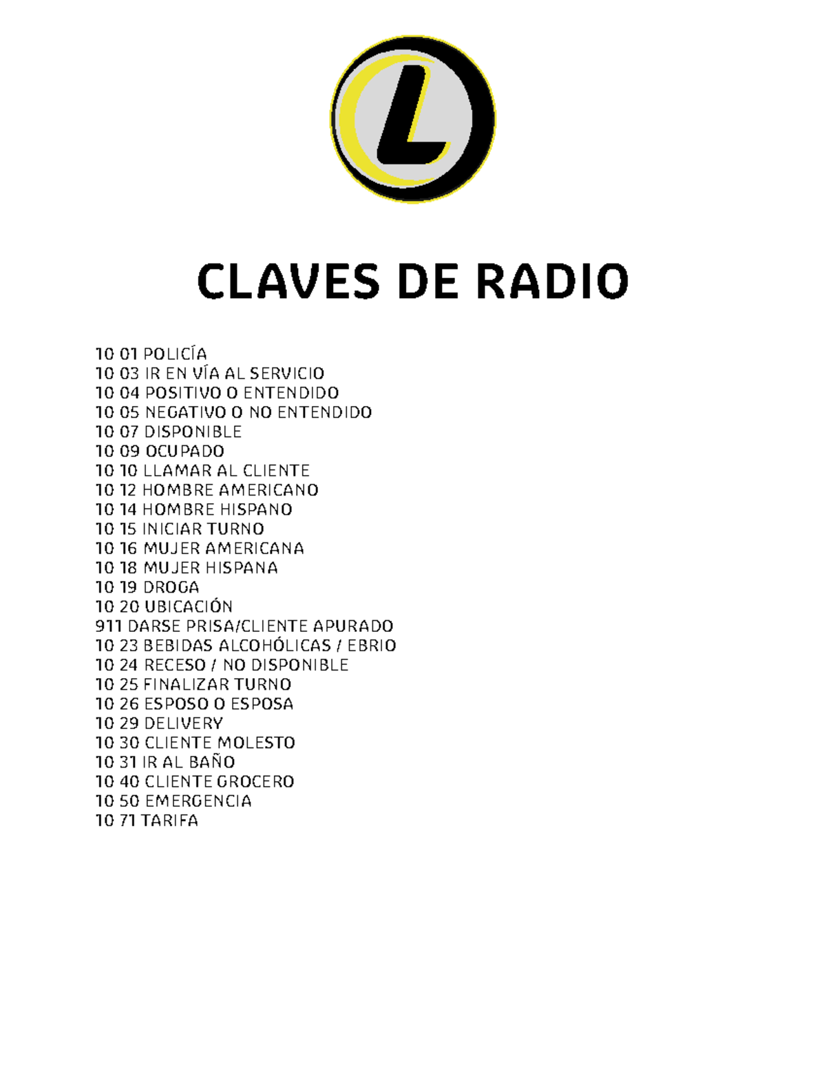 Claves de Radio - Policía y Comunicaciones (10xx) - Studocu