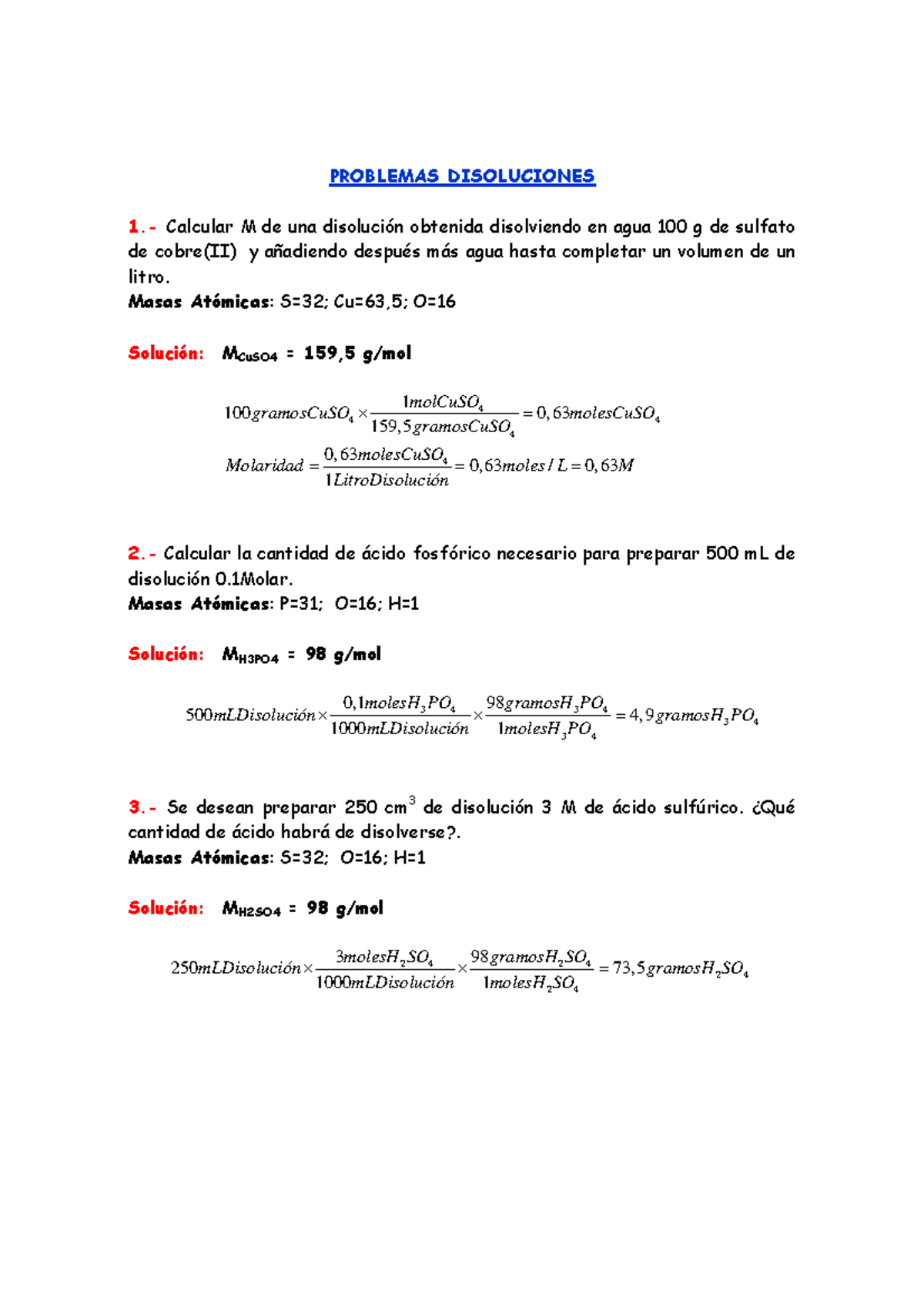 Problemas Resueltos sobre Disoluciones - Química 60 - Studocu