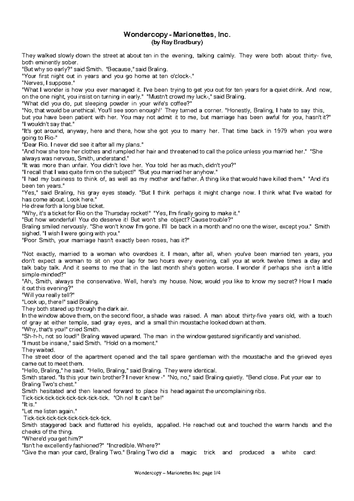 Marionettes, Inc. - A Short Story Analysis (ENG 101) - Studocu