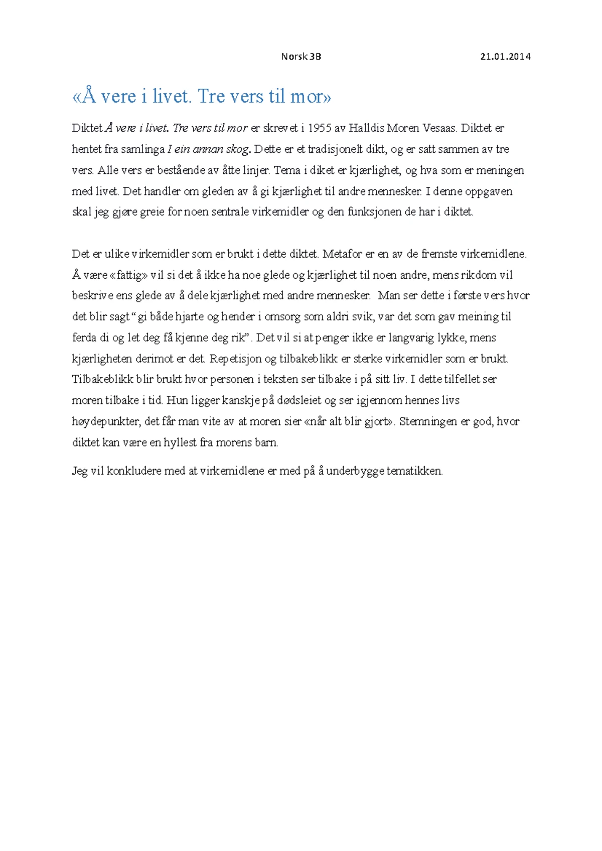 Analyse av dikt -norsk. Det er den draumen, av - «Det er den draumen ...