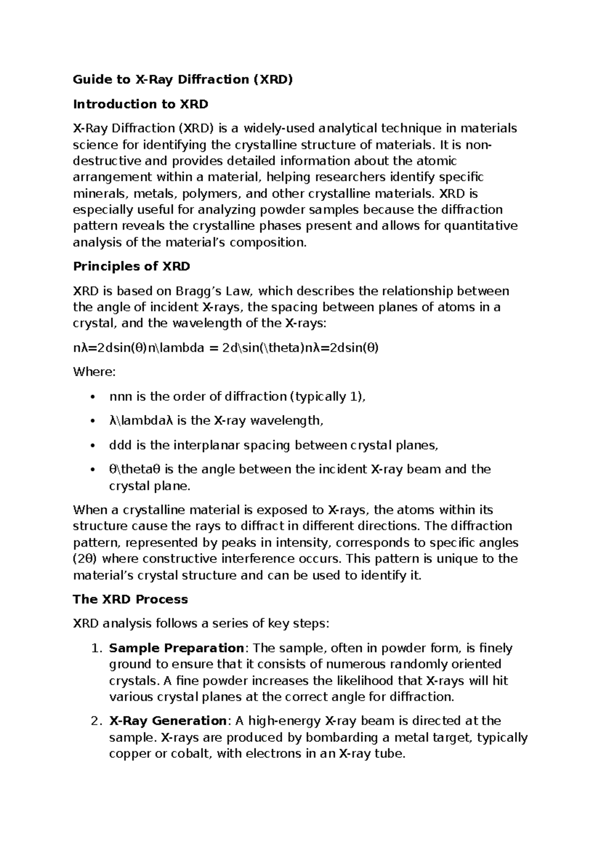 XRD 101: Comprehensive Guide to X-Ray Diffraction Principles and ...