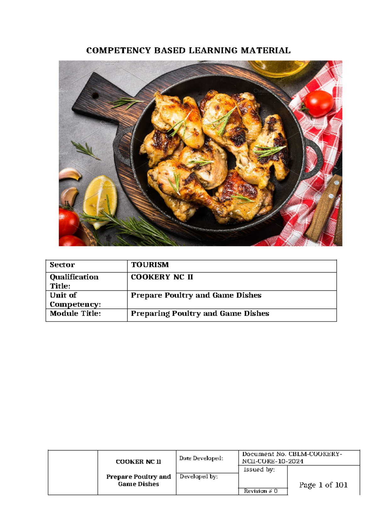 COK CBLM-COOKERY NC II: Preparing Poultry and Game Dishes Module - Studocu