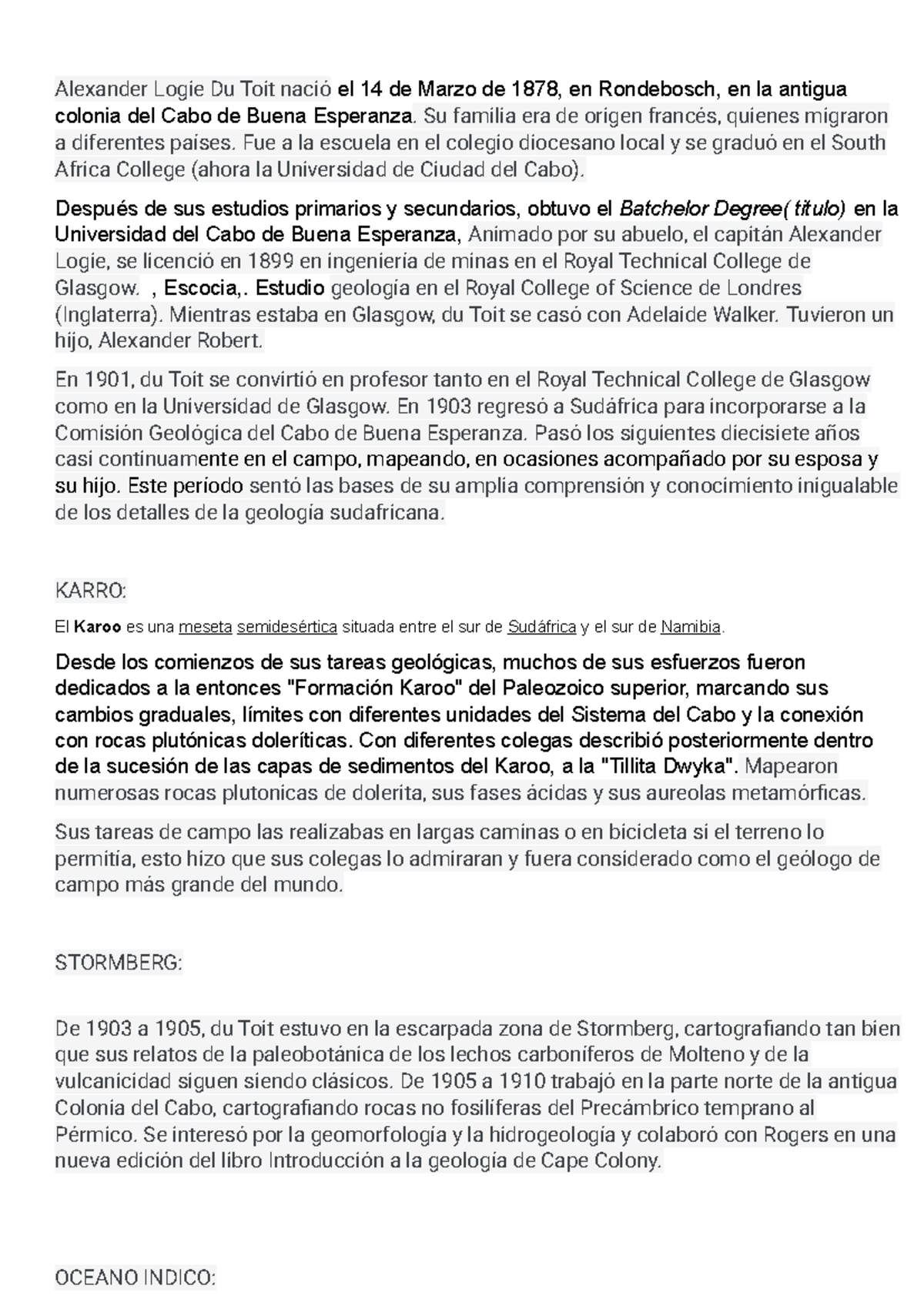 Biografía de Alexander Logie Du Toit: Geólogo Sudafricano (1878-1937 ...