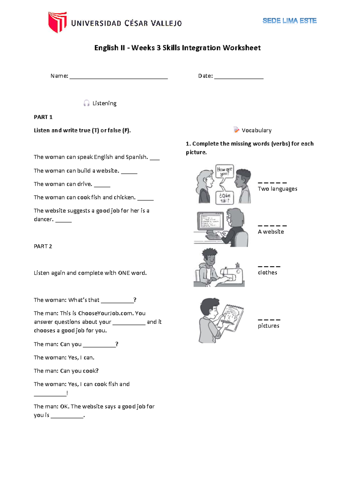 English II Skills Integration Worksheet - Week 3 - Studocu