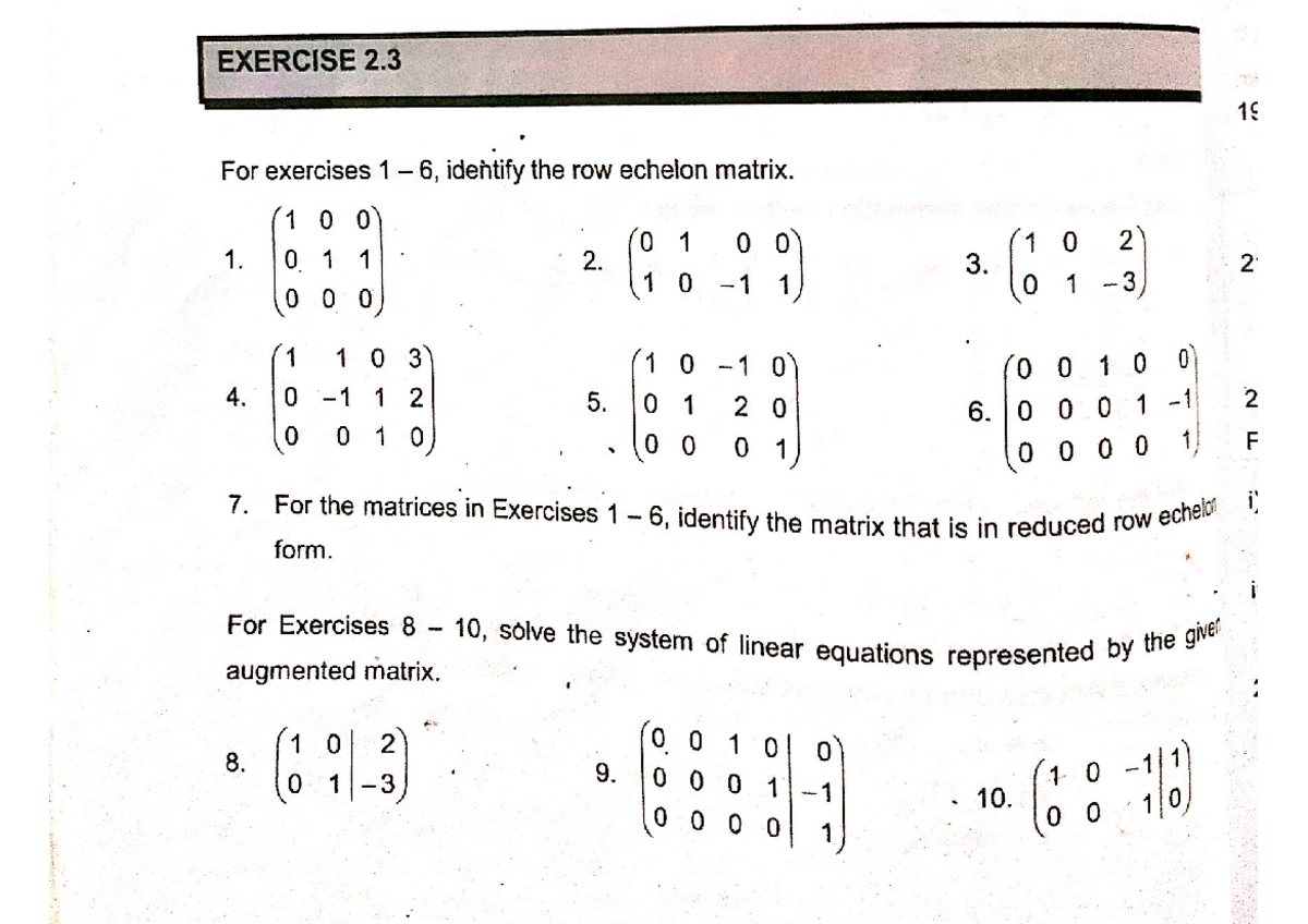 MAT423-Chapter 2 - Tutorial - Linear Algebra - Studocu