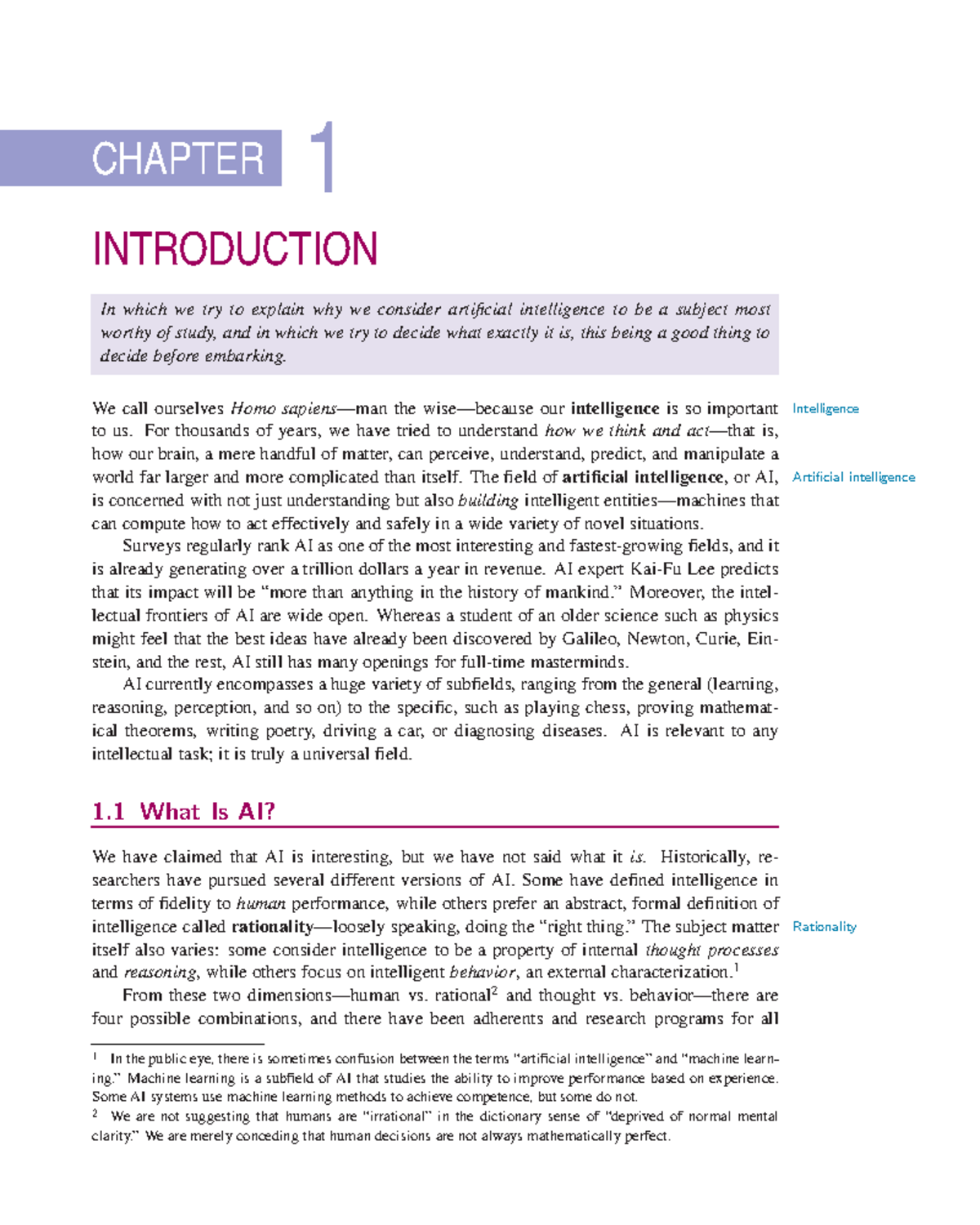 CMPG 313 - Chapter 1: Introduction to Artificial Intelligence Notes ...