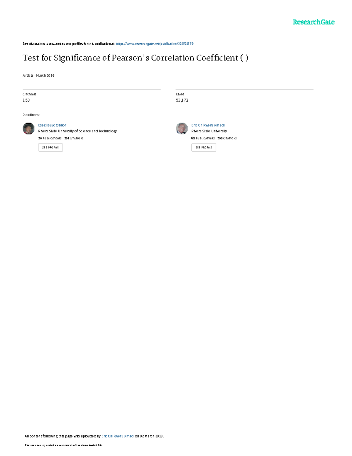 Testfor Significanceof Pearsons Correlation Coefficient The User Has Requested Enhancement Of