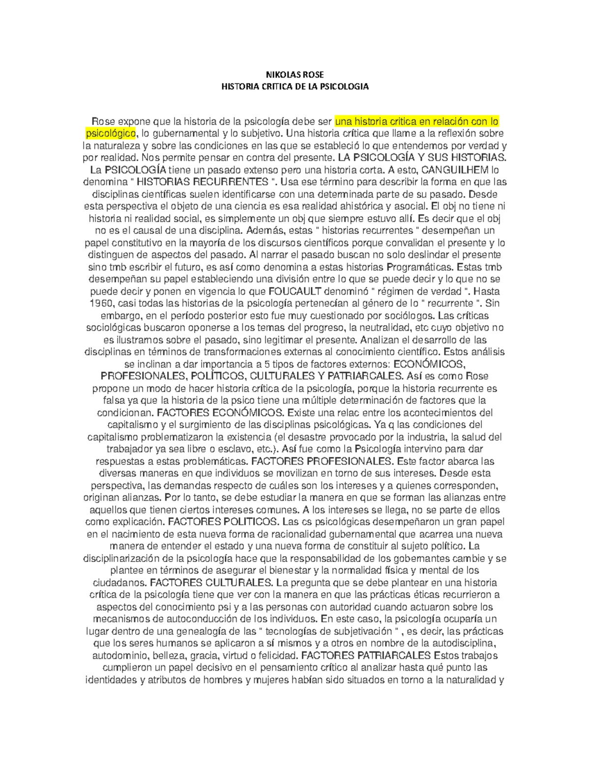 Resumen sobre Nikolas Rose y la Historia Crítica de la Psicología ...
