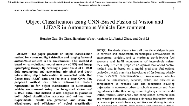 Object Classification in Autonomous Vehicles: Vision & LIDAR Fusion ...