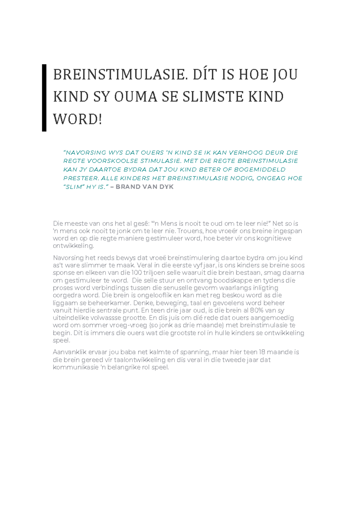 Voorbereide Lees - BREINSTIMULASIE. DÍT IS HOE JOU KIND SY OUMA SE ...