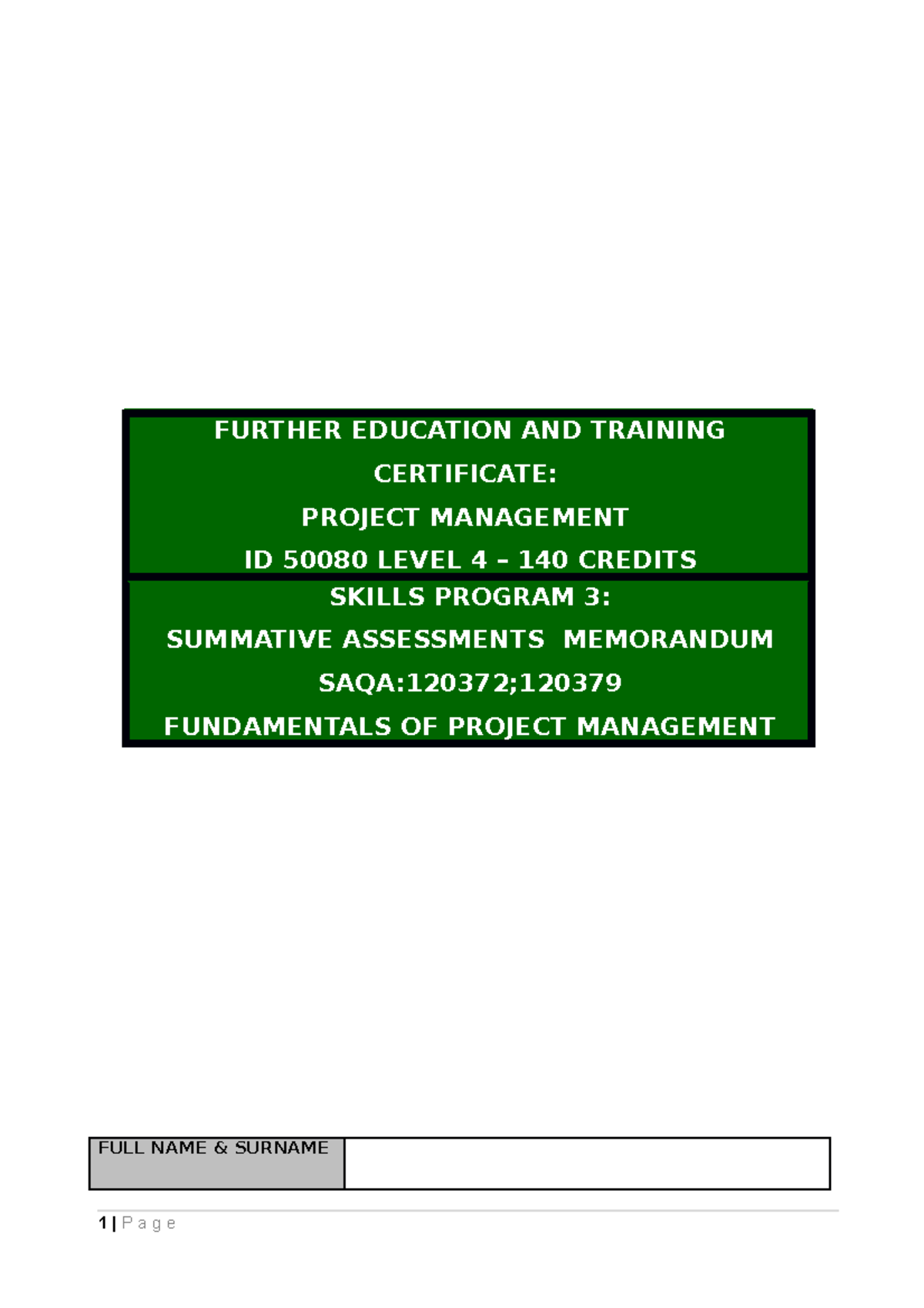 PM L4 - SP3 - Summative Assessments Guide for Project Management - Studocu