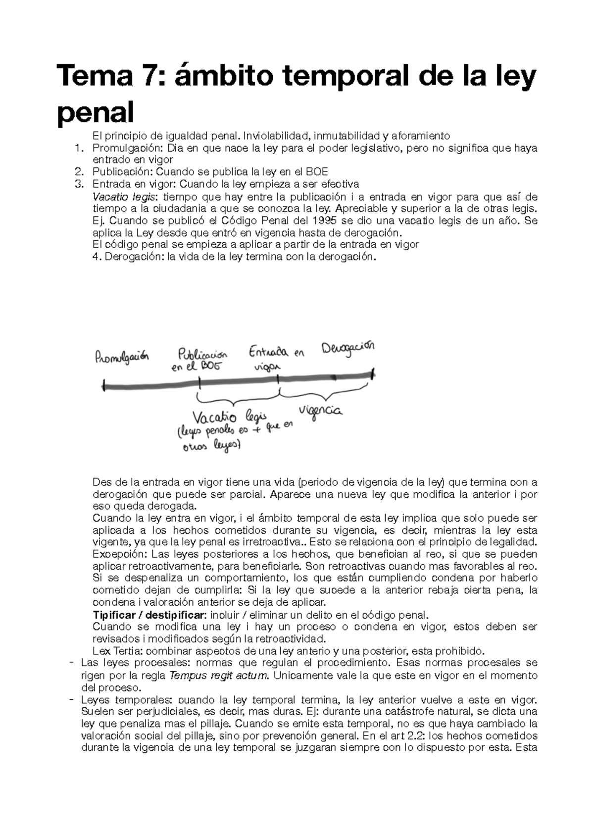 Tema 7- el ámbito temporal de la ley penal - Tema 7: ámbito temporal de ...
