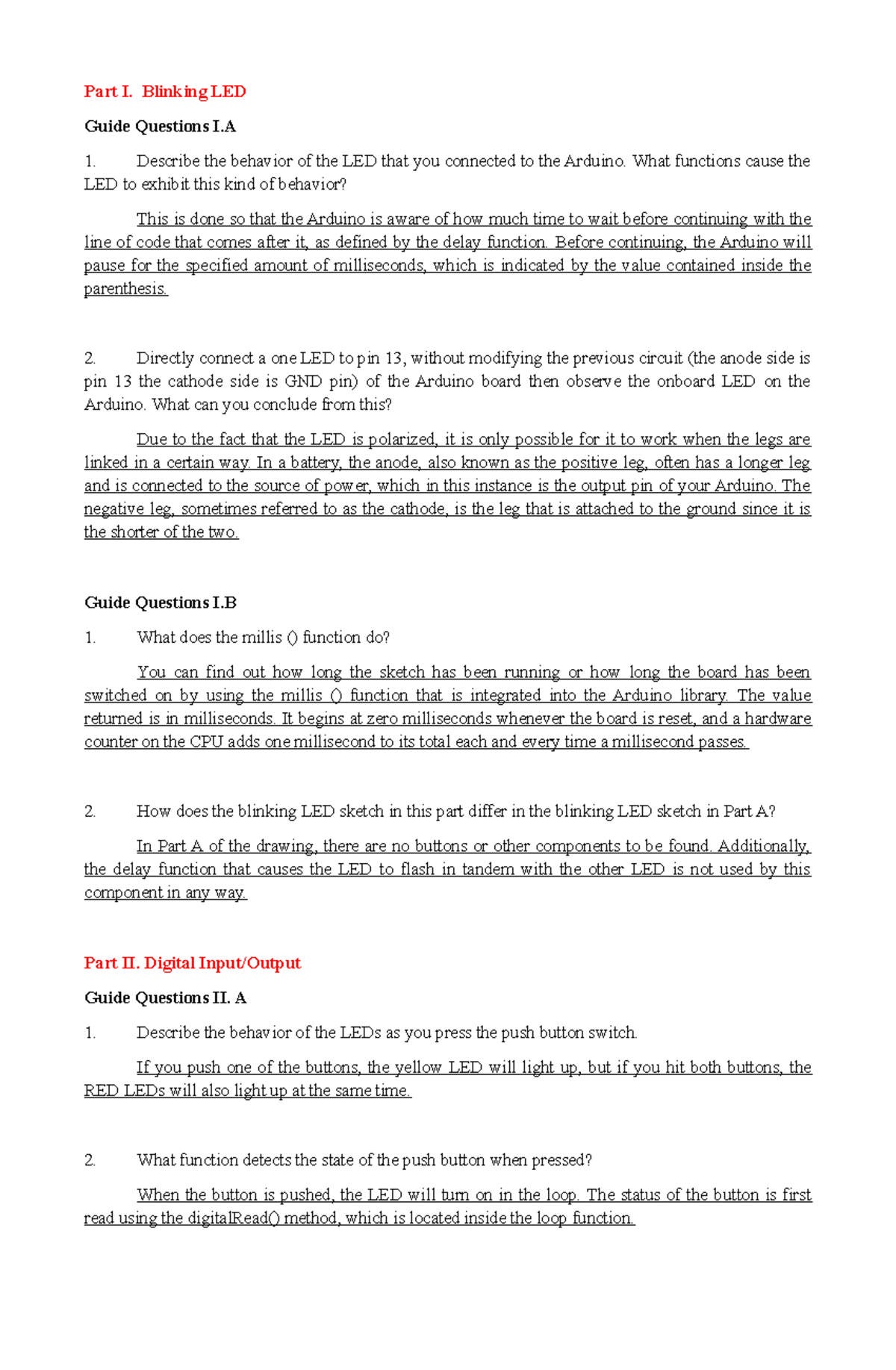 Robotics Lab Act 1 Computer Programming Activities Part I Blinking Led Guide Questions I
