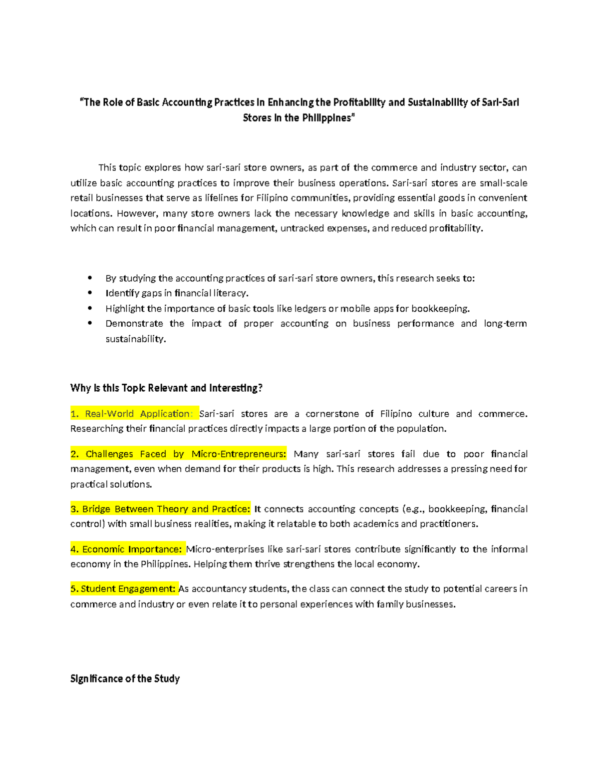 Basic Accounting Practices for Profitability in Sari-Sari Stores - Studocu