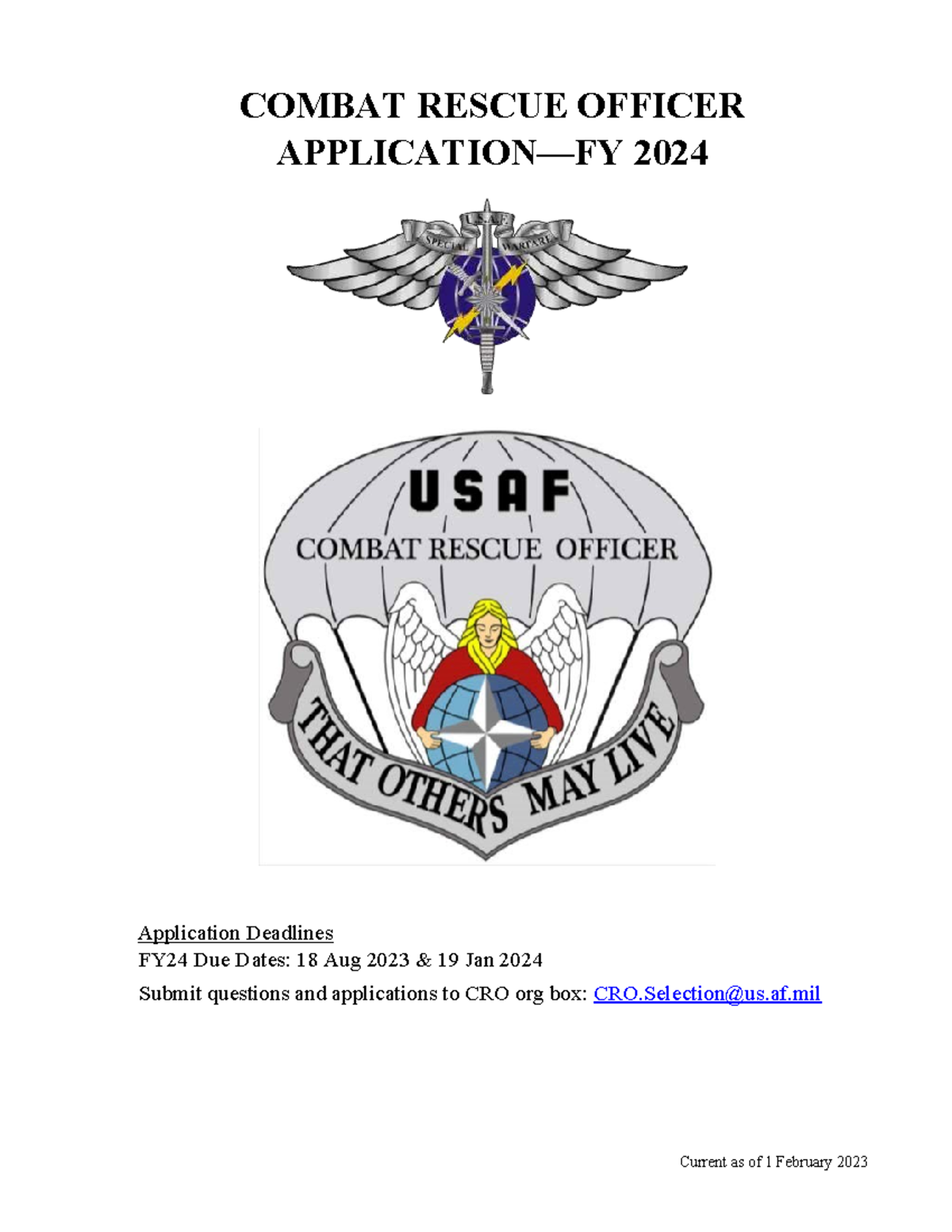 Combat Rescue Officer Application Guide - FY24 Deadlines - Studocu