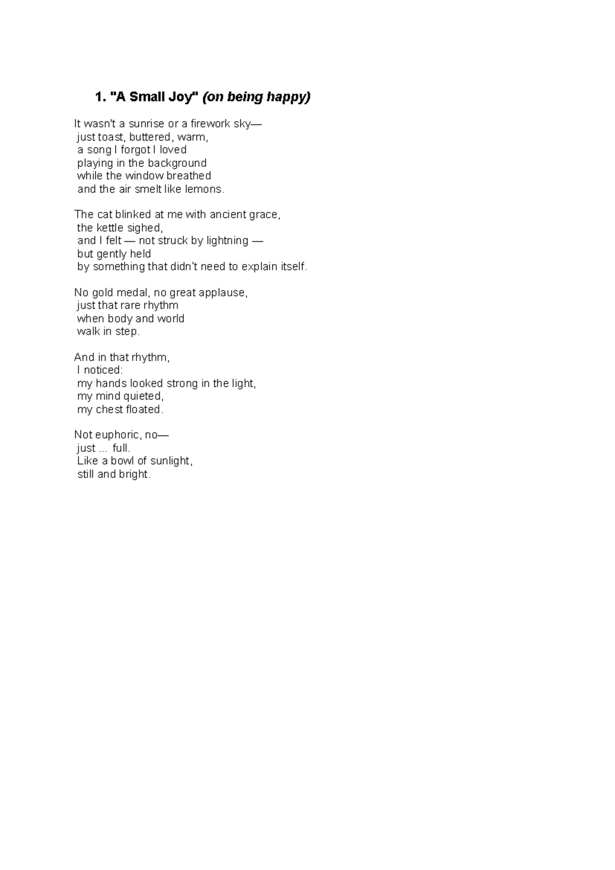 1. Poem on Happiness: A Reflection on Joy and Serenity - Studocu