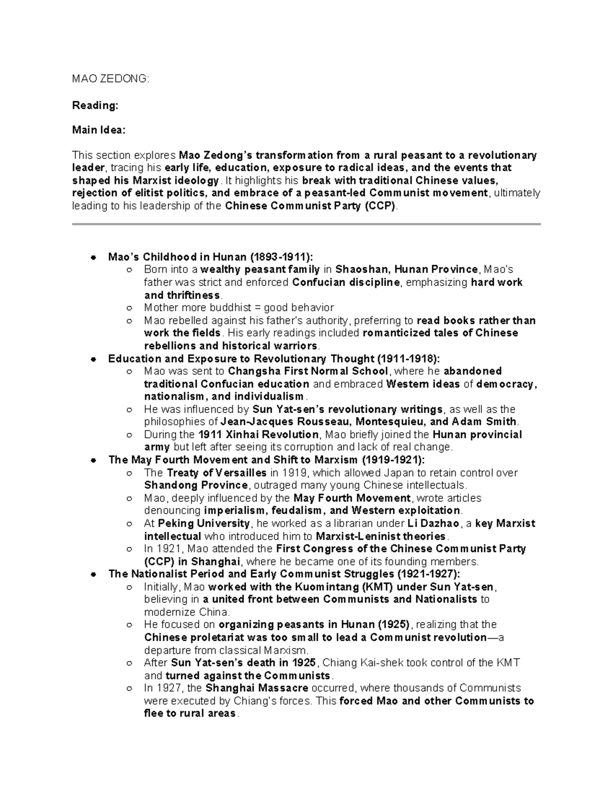 Mao Zedong: Evolution as a Revolutionary Leader in CCP - Historical ...