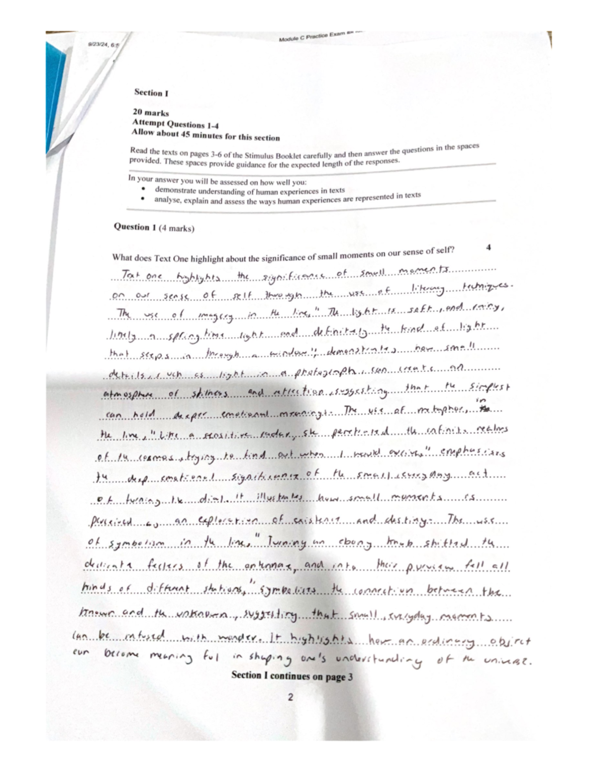 HSC Module C Practice Exam Short Answer Responses - Studocu