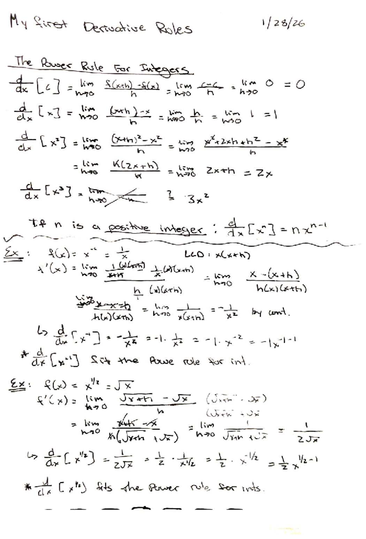 My First Derivative Rules: Power Rule for Integers (Calc 101) - Studocu