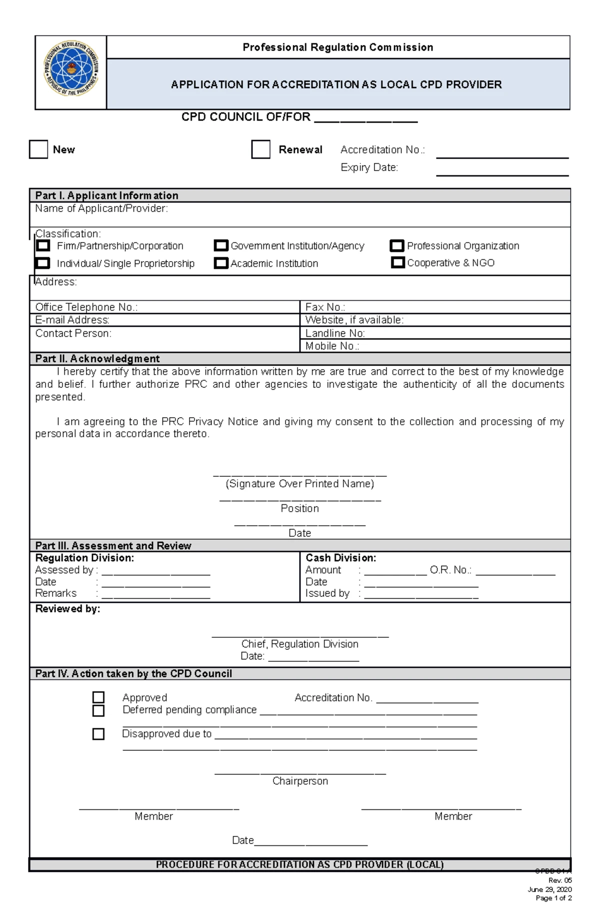 CPDD-12-A - CPD - Professional Regulation Commission REGISTRATION SHEET ...