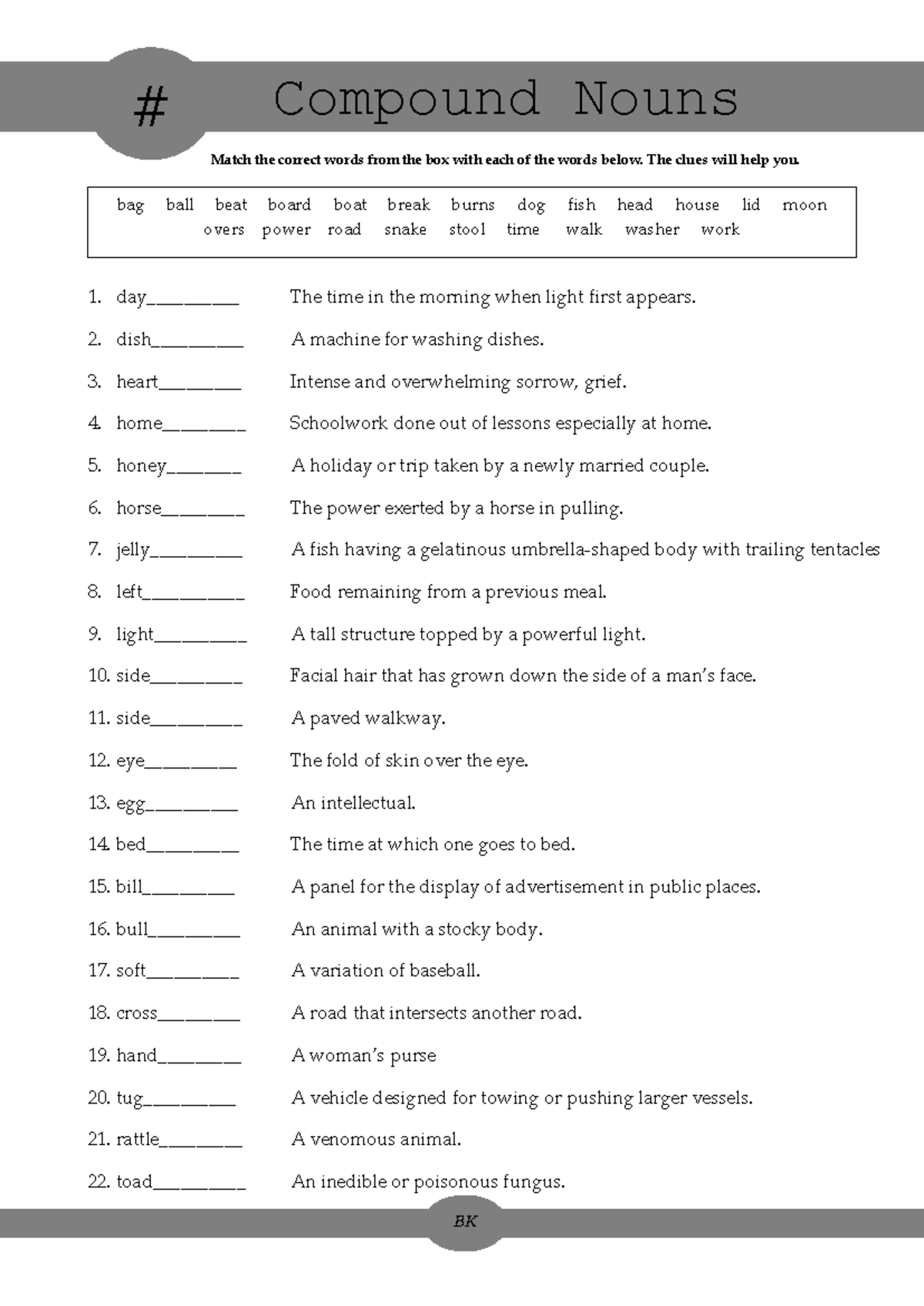 409331315 Week 2 Compound Nouns Exercise Sheet - Studocu