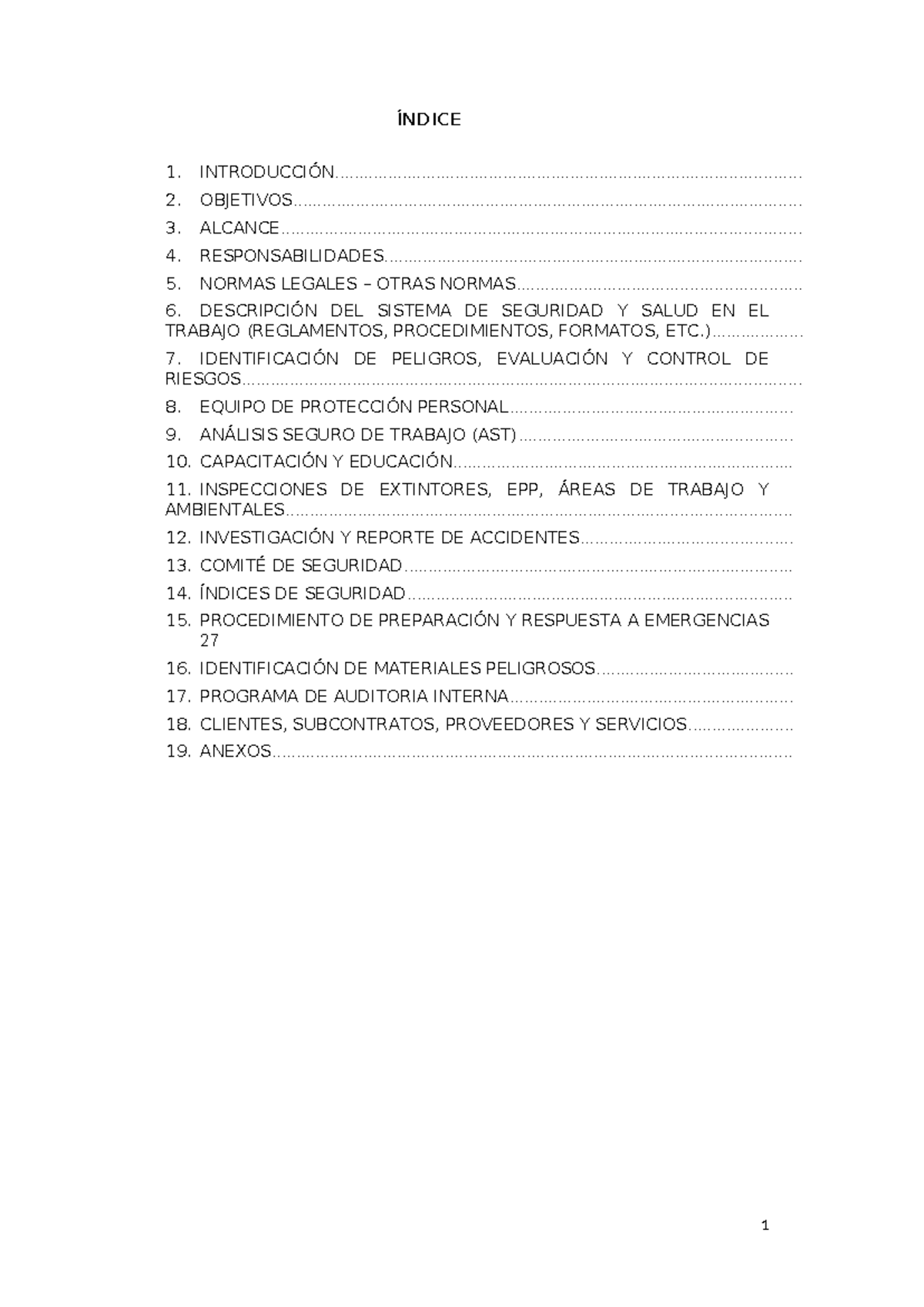 PLAN DE SEGURIDAD Y SALUD EN EL TRABAJO - CUI 2540970 - Studocu