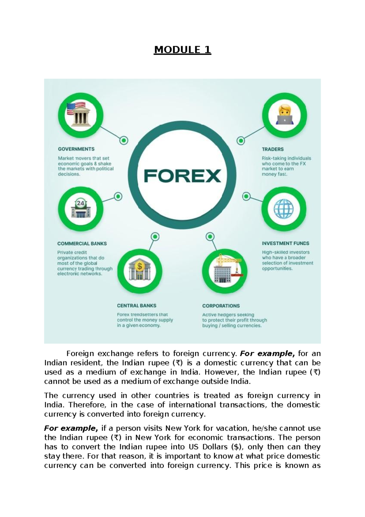 Module 1: Understanding Foreign Exchange and Its Dynamics - Studocu