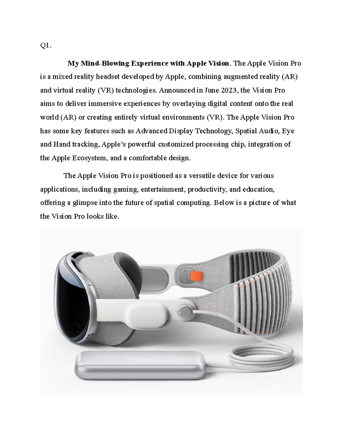 Design Thinking Individual Project: Analysis of Apple Vision Pro - Studocu