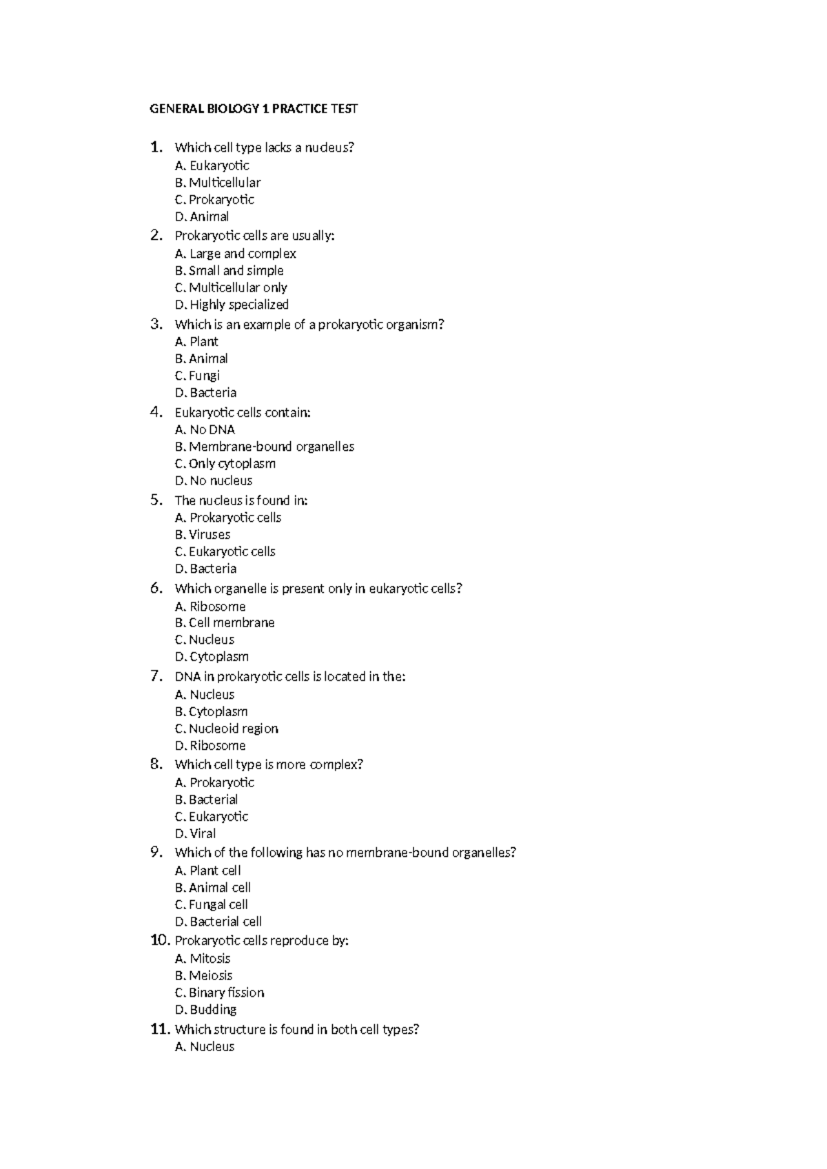 GENERAL BIOLOGY 1 & GENERAL CHEMISTRY 1 PRACTICE TESTS - Studocu
