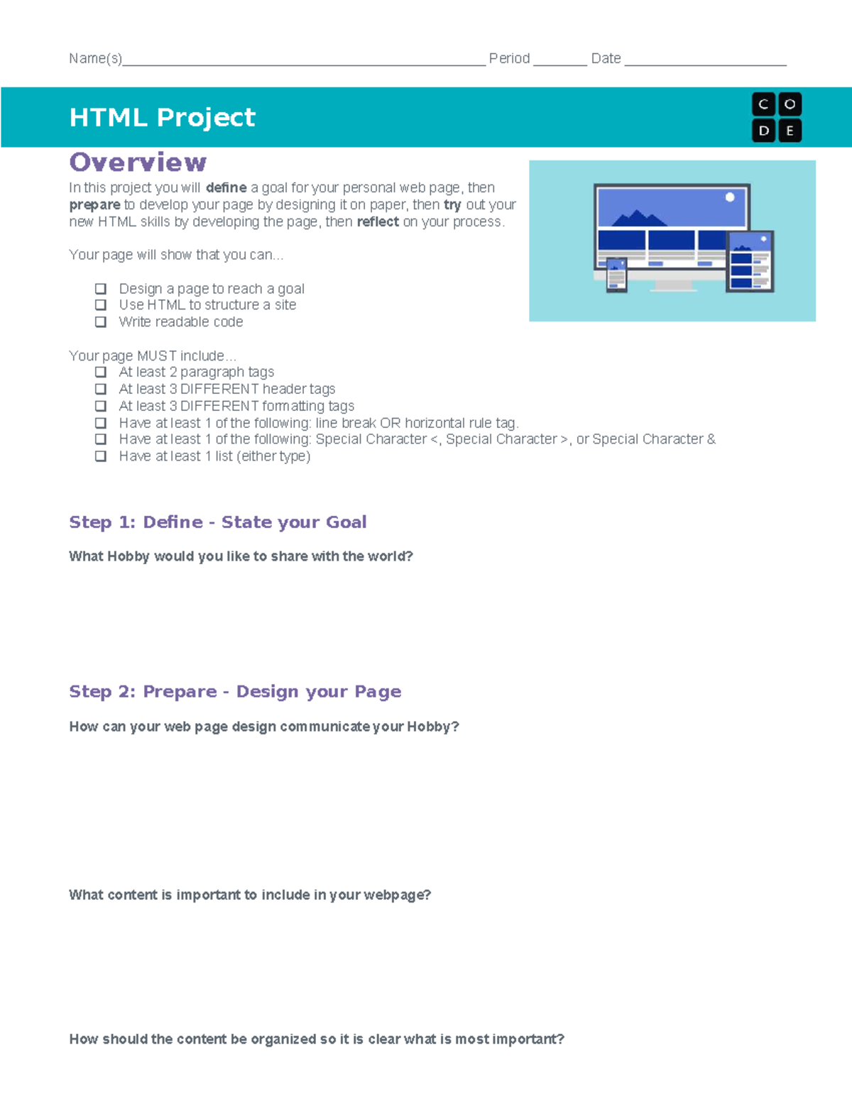 Lesson 5: HTML Project Overview and Guidelines - ASJI - Studocu