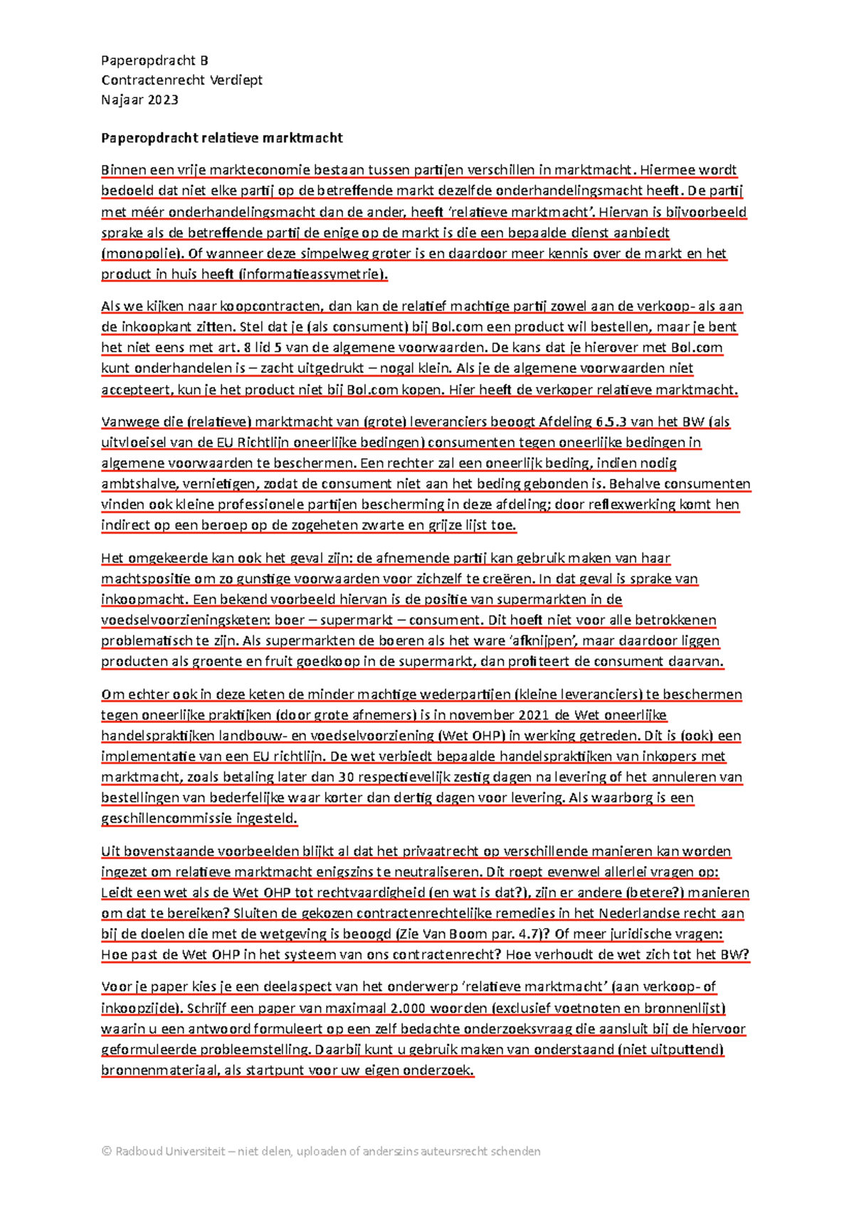 Paperopdracht B - Relatieve Marktmacht in Contractenrecht Verdiept ...