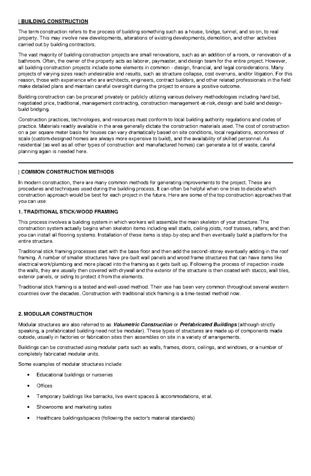 BT3 - Building Technology 3 Course Reviewer: Comprehensive Construction ...