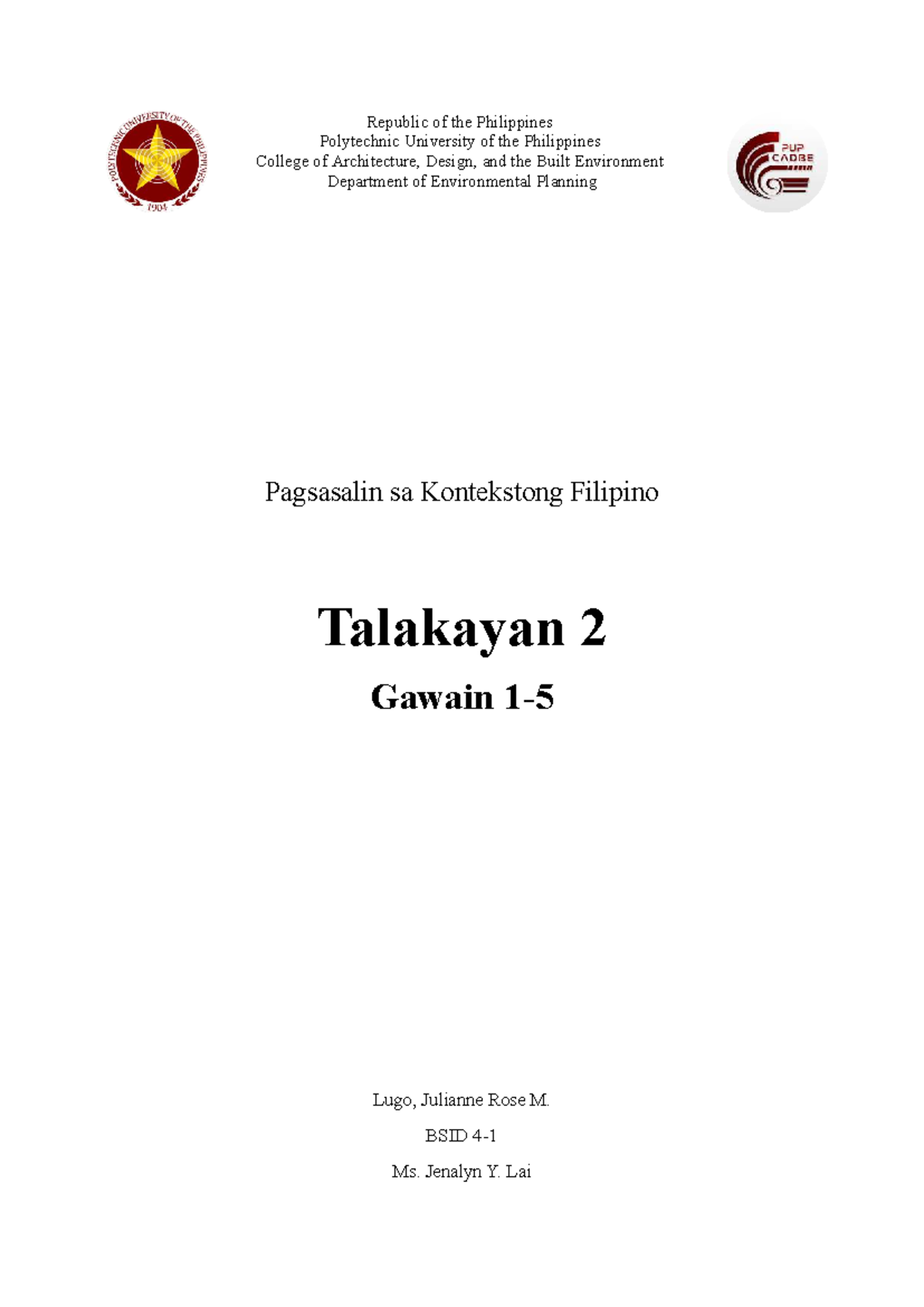 Pagsasalin sa Kontekstong Filipino: Talakayan 2 - SCIENCE LEC2ACT092925 ...