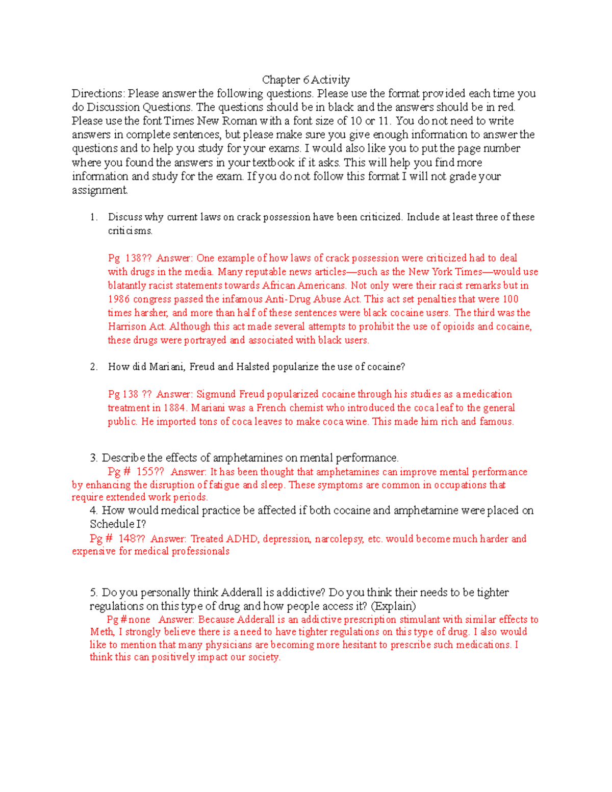 Chapter 6 Activity #2 - Homework Assignment on Substance Laws & Effects ...