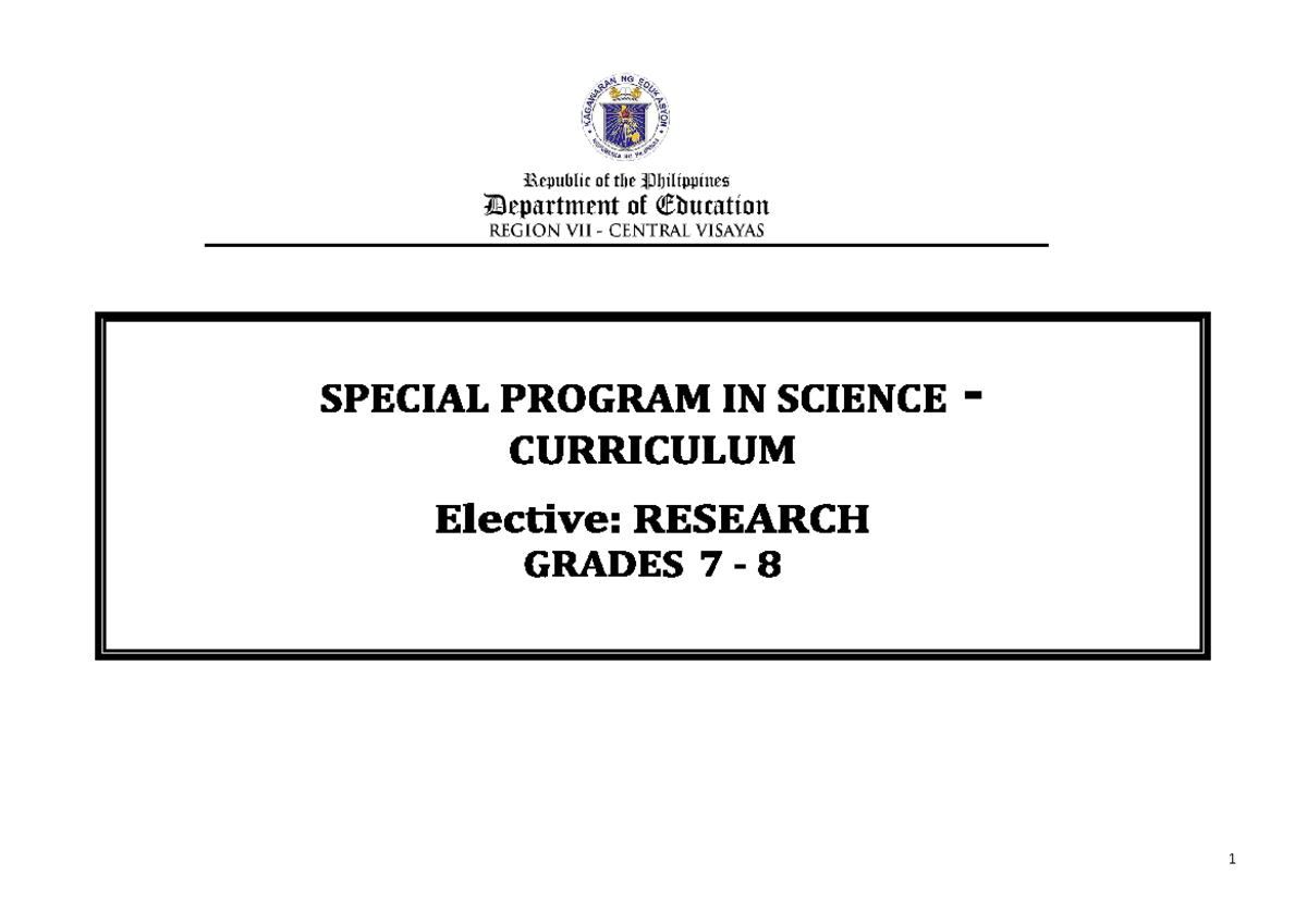 Elective Research Framework for Grades 7-8 (SY 2024-25) - Studocu