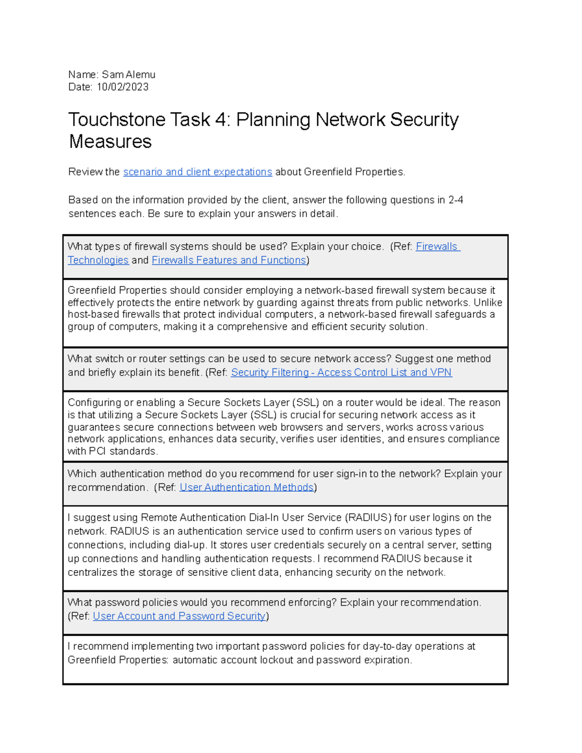 Touchstone Task 4 Planning Network Security Measures 10022023 - Name ...