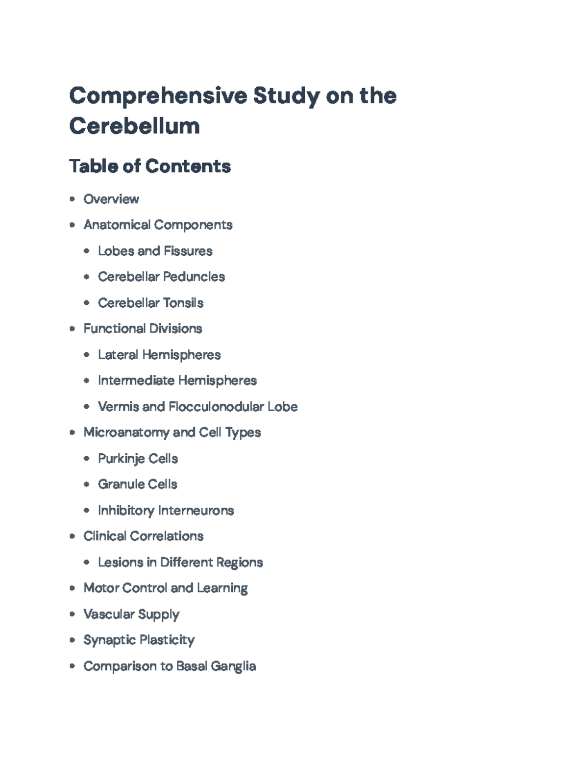 Comprehensive Overview of Cerebellum Structure and Function ...