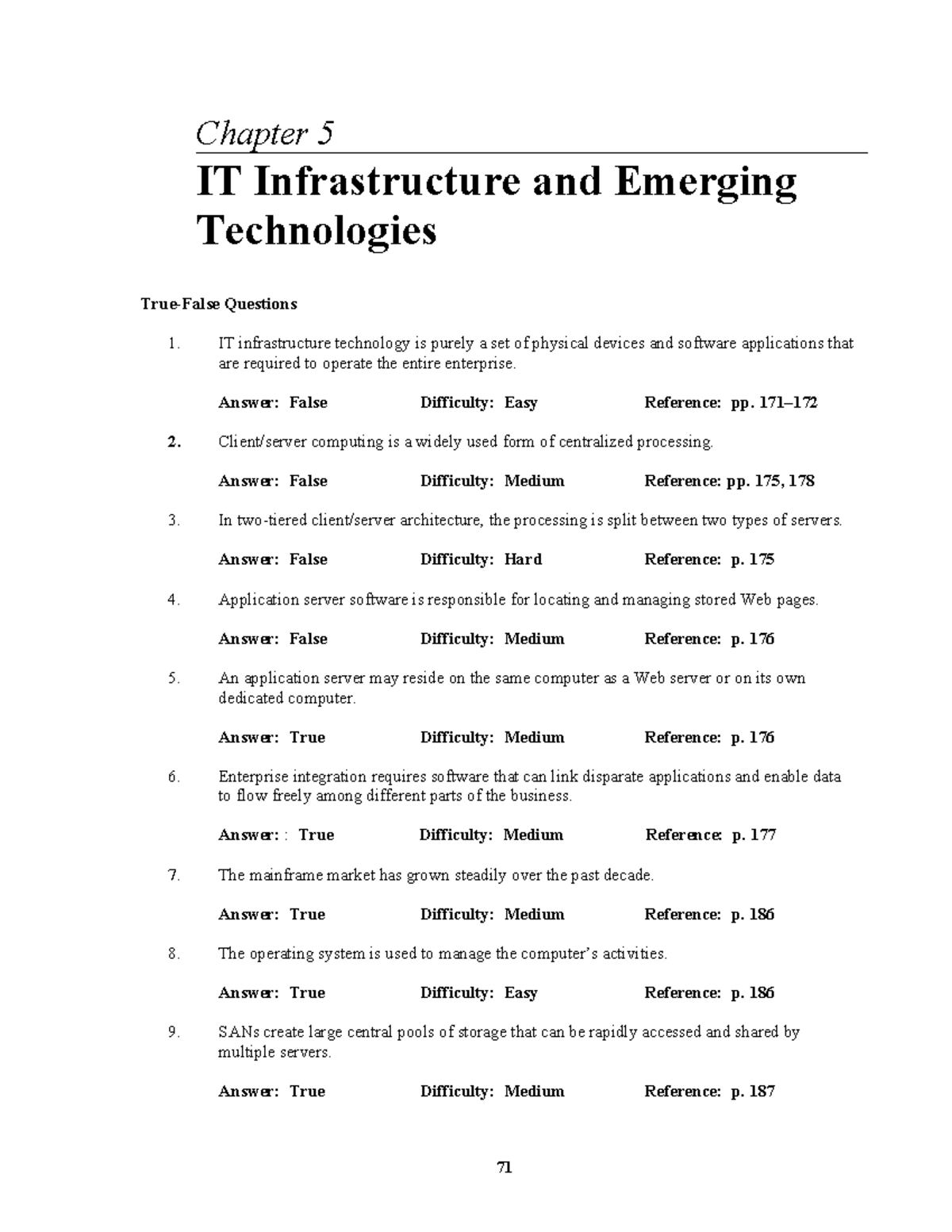 Mis10e Testbank Chapter 5: IT Infrastructure and Emerging Tech - Studocu