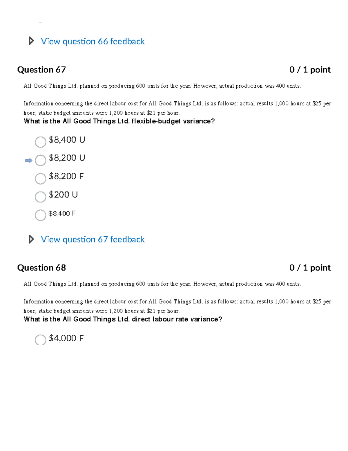 Extra Quiz Review for BU247: All Good Things Ltd. Variance Analysis ...