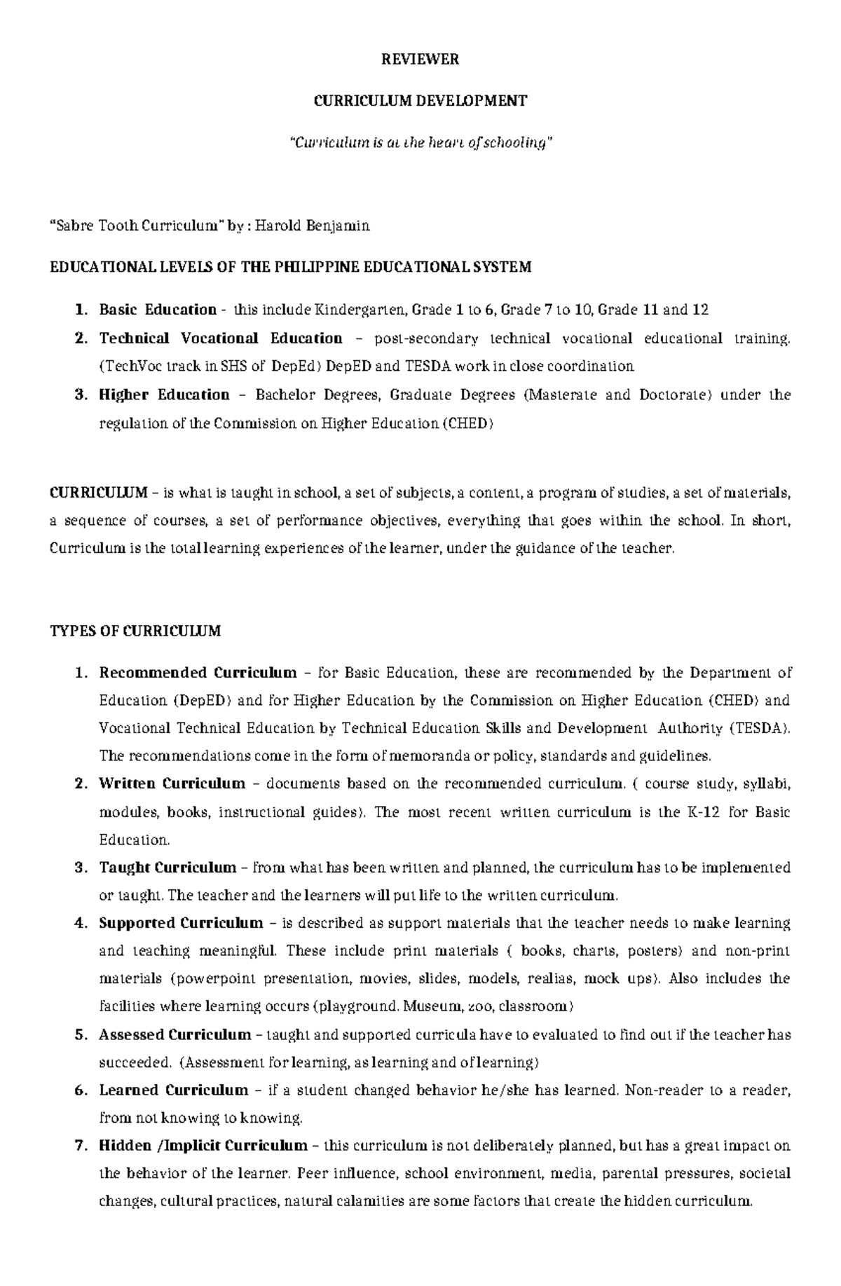 CEN 2 Curriculum Development: A Comprehensive Review of Philippine ...