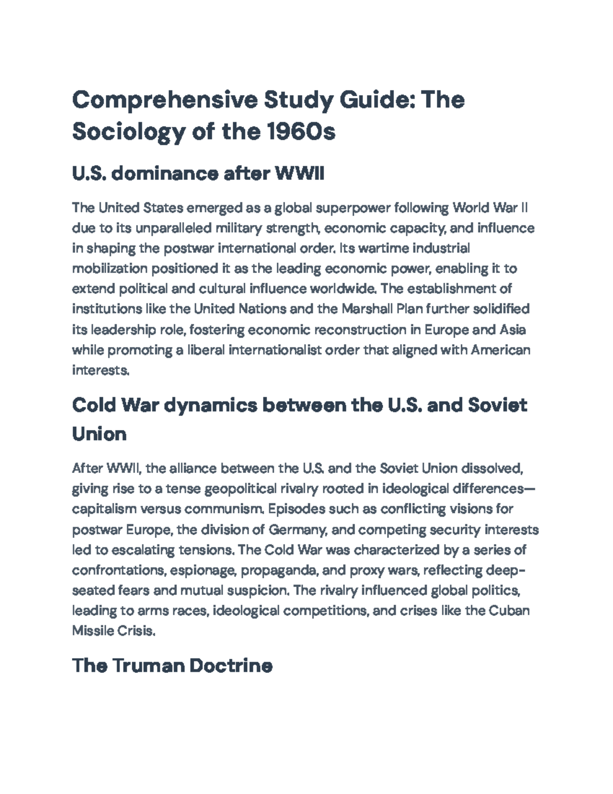 Comprehensive Study Guide: U.S. Social Movements & Politics in the ...